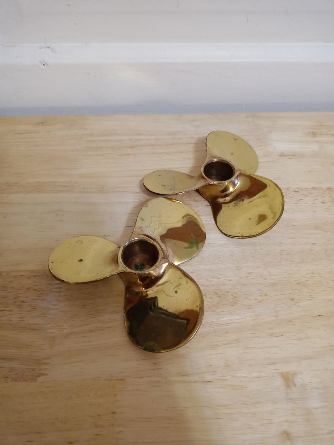 Vintage Solid Brass Boat Propeller Candle Holders Candlesticks - Etsy