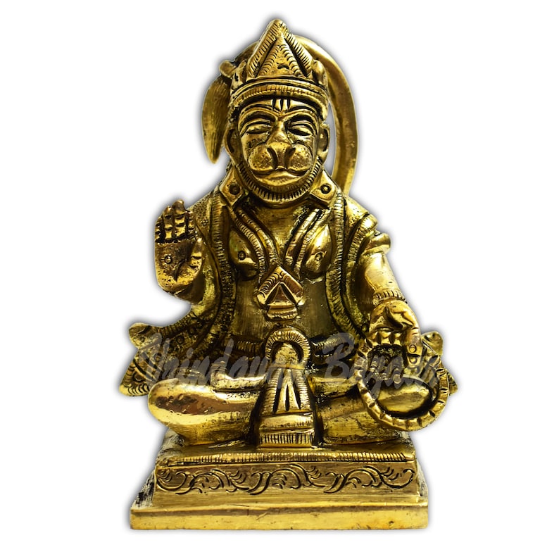 Hanuman Idol Brass Ashtadhatu Antique Gold Finish in | Etsy