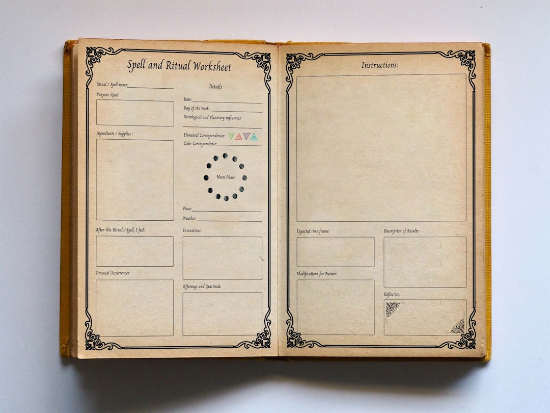 Spell & Ritual Templates: Printable Book of Shadows Worksheet (PDF) - Etsy