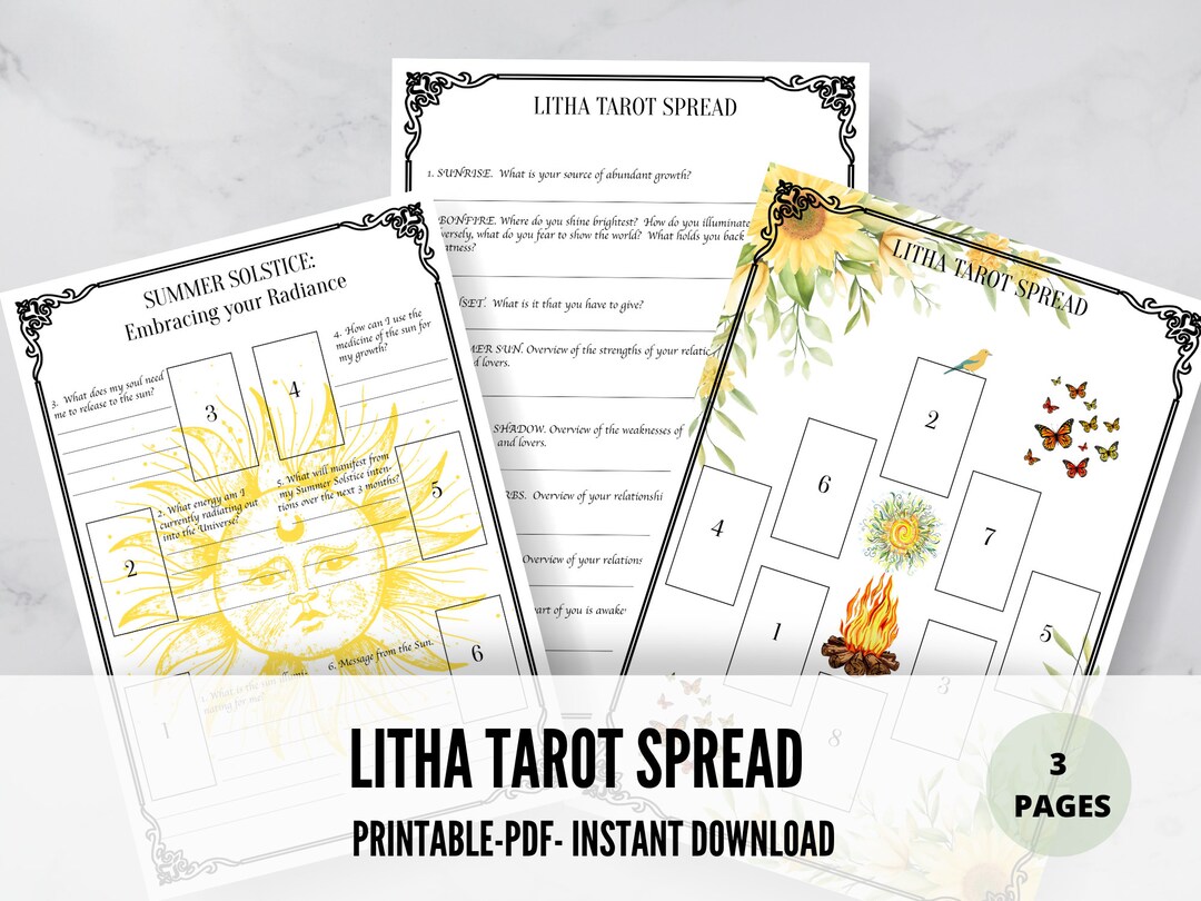 Litha Tarot Spread, Printable Page, Tarot Journal, Litha Sabbat, Book ...