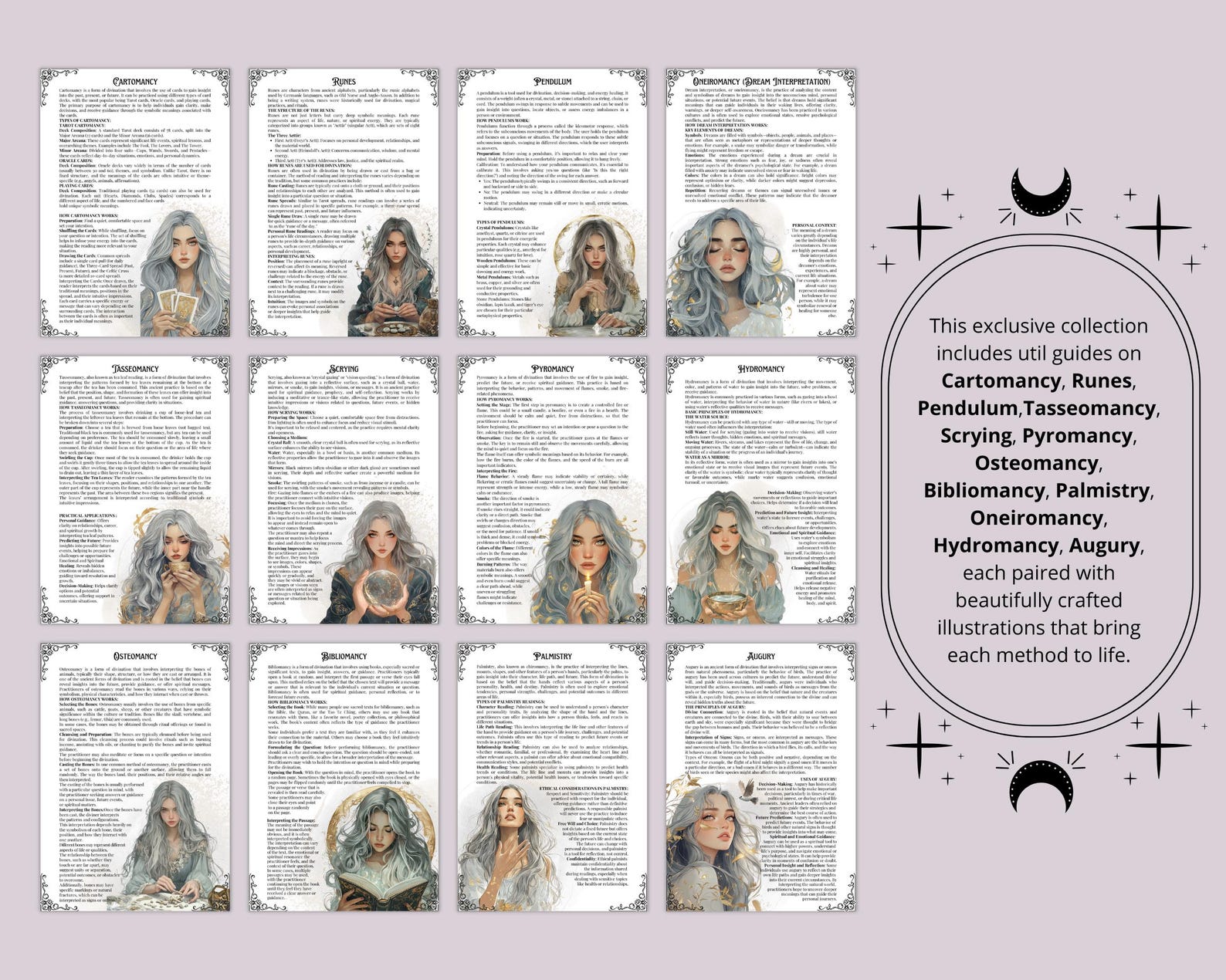DIVINATION for Beginners – Tarot & Runes Cheat Sheets, Pendulum, Tea ...