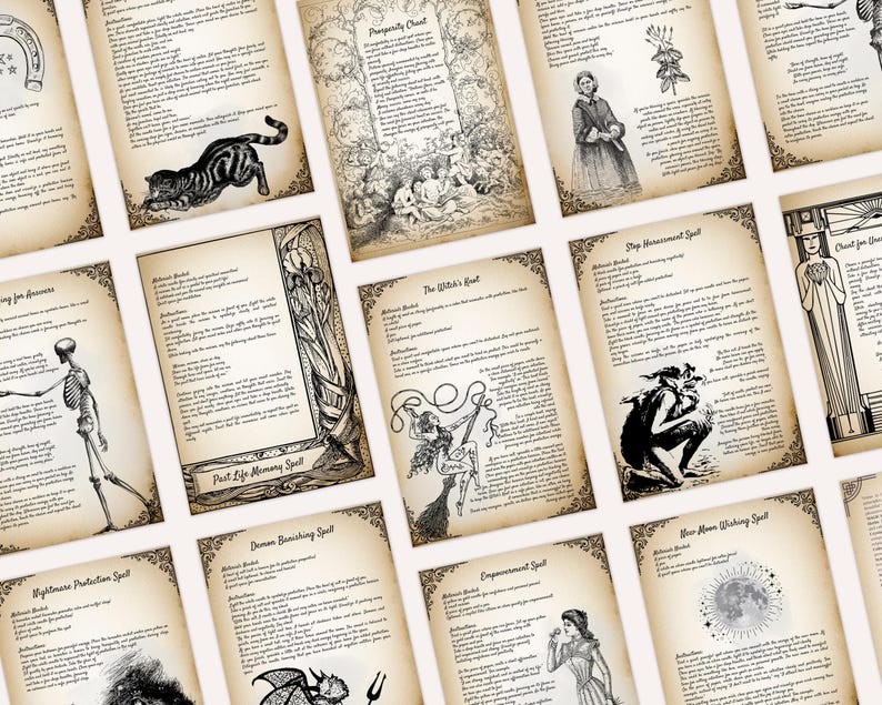 Old Witch Spells: Grimoire Pages, Book of Shadows (PDF Pattern) - Etsy
