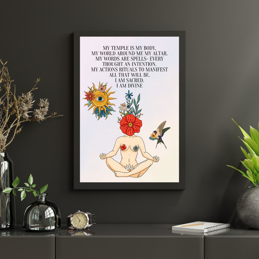 My Temple is My Body. Witch Wall Art, Printable Beautiful Quote Wall ...
