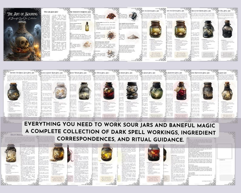 Sour Jar Spells & Baneful Magic | Witchcraft Ritual | Printable Dark ...