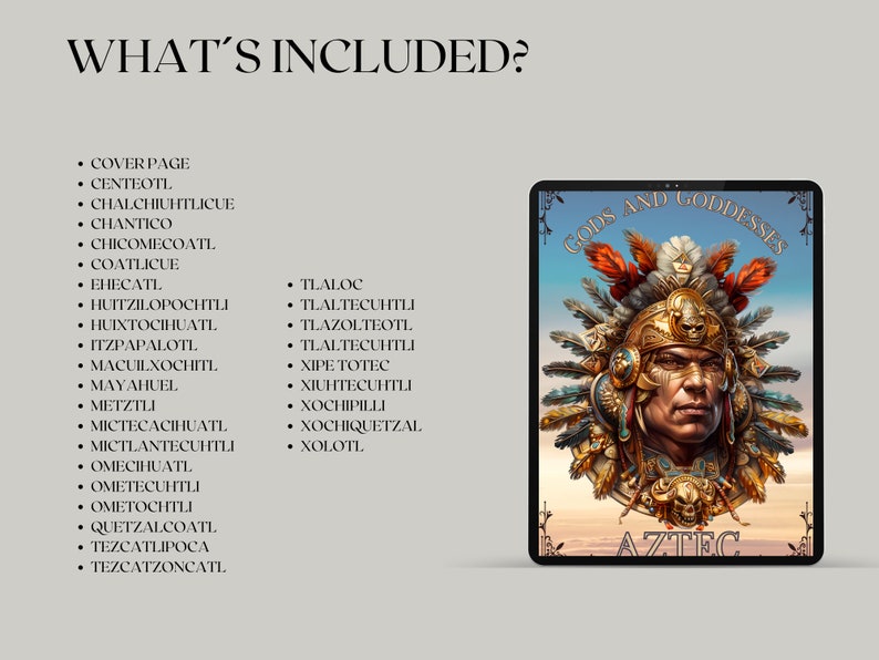 Aztec Gods and Goddesses Grimoire – Ancient Mexican Deity Printable ...