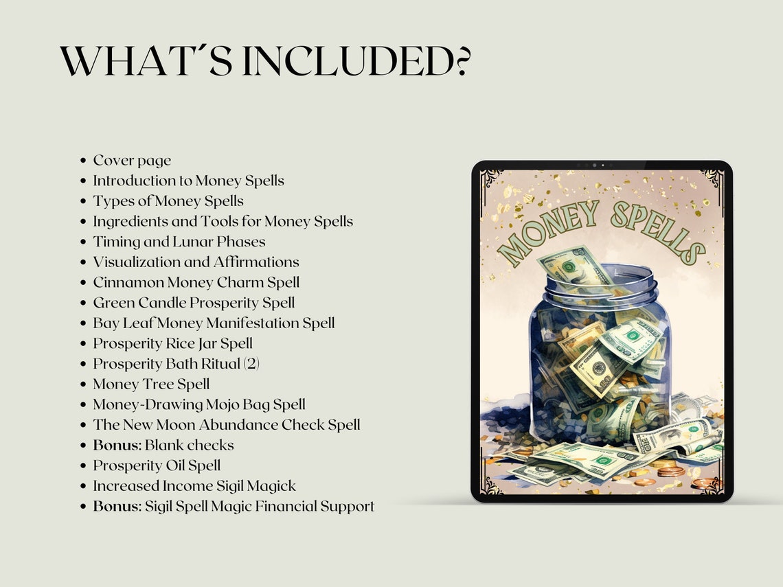 Money Spells: 10 Printable Rituals for Grimoire (PDF) - Etsy