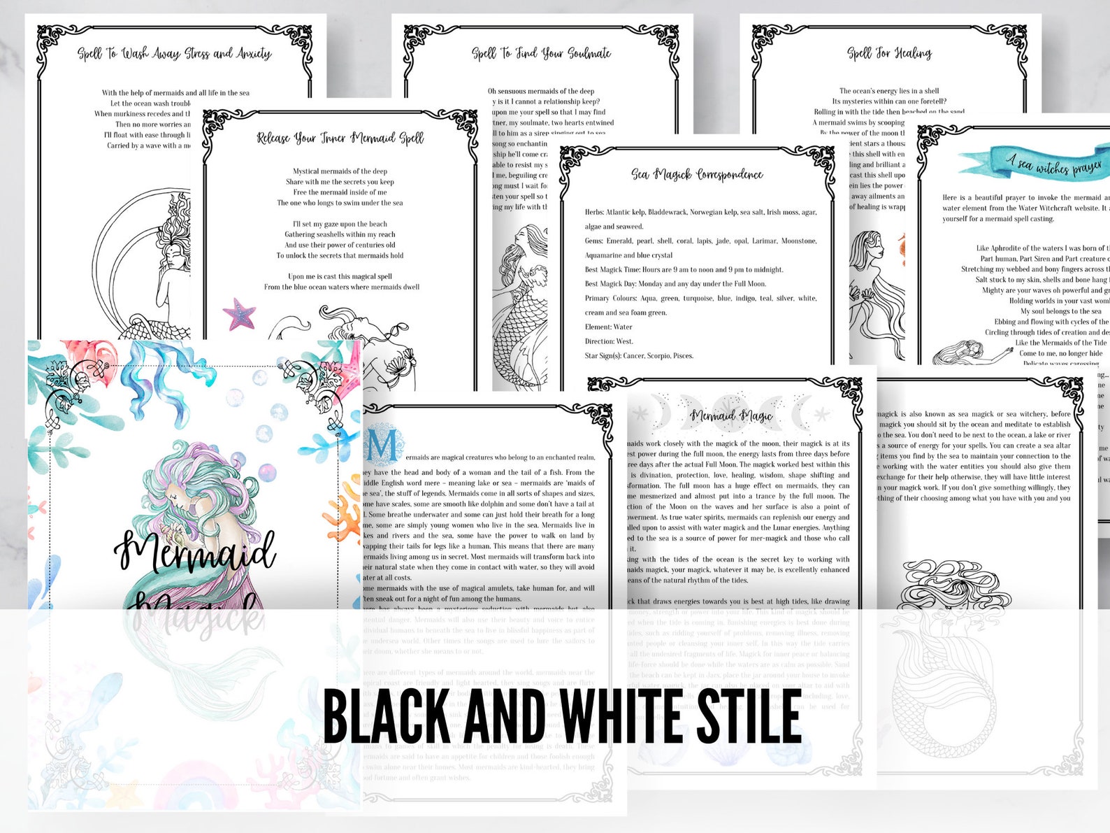 Mermaid Magick- A Sea Witches Prayer- Spells- Book of Shadows- Instant ...
