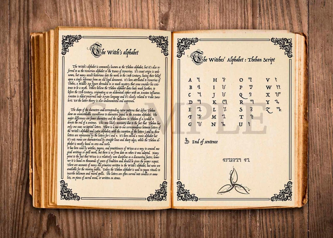 THEBAN MAGICK ALPHABET - Used to Write Spells - Instant Download - Etsy