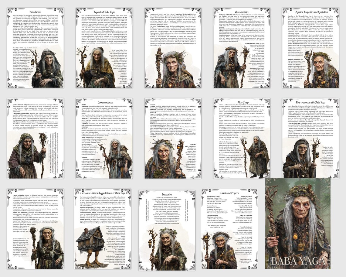 Baba Yaga Grimoire Pages: Slavic Folklore Witch (printable PDF) - Etsy