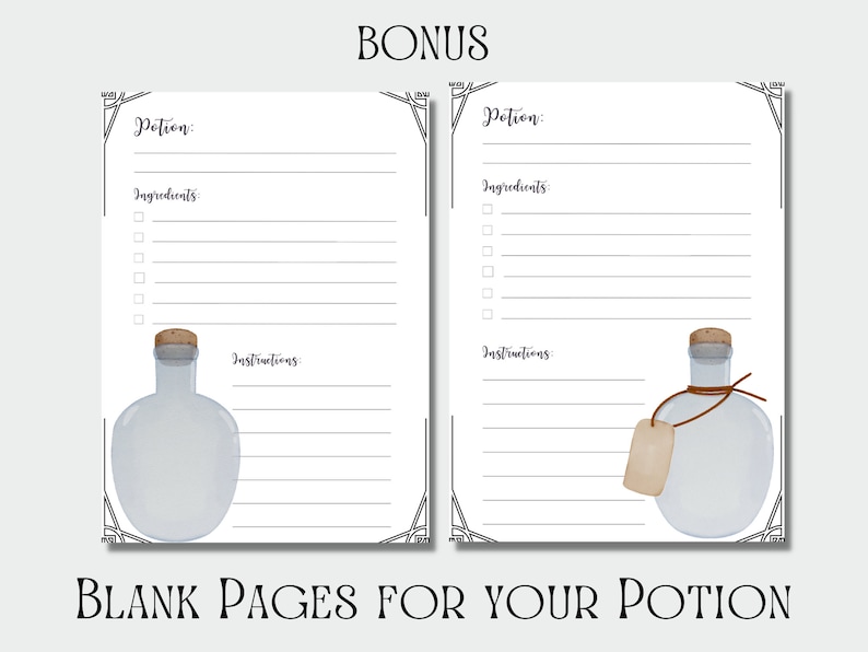 Potions Book of Shadows Pages: Printable Grimoire (digital Download) - Etsy