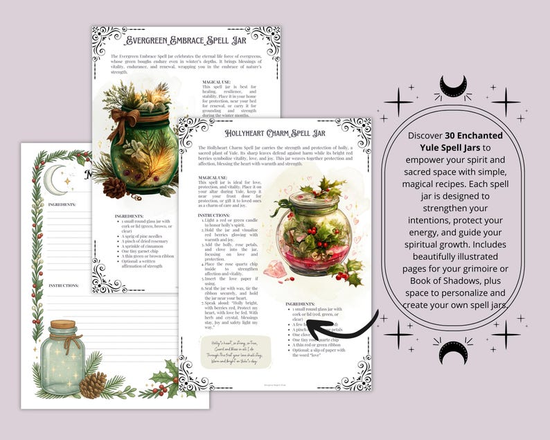 Yule Spell Jars Collection | 30 Magical Recipes | Witchcraft Grimoire ...