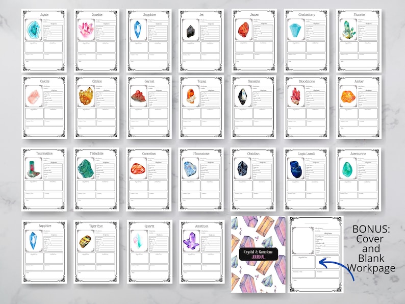 Printable & Fillable Crystal Journal PDF – Gemstone Study and ...