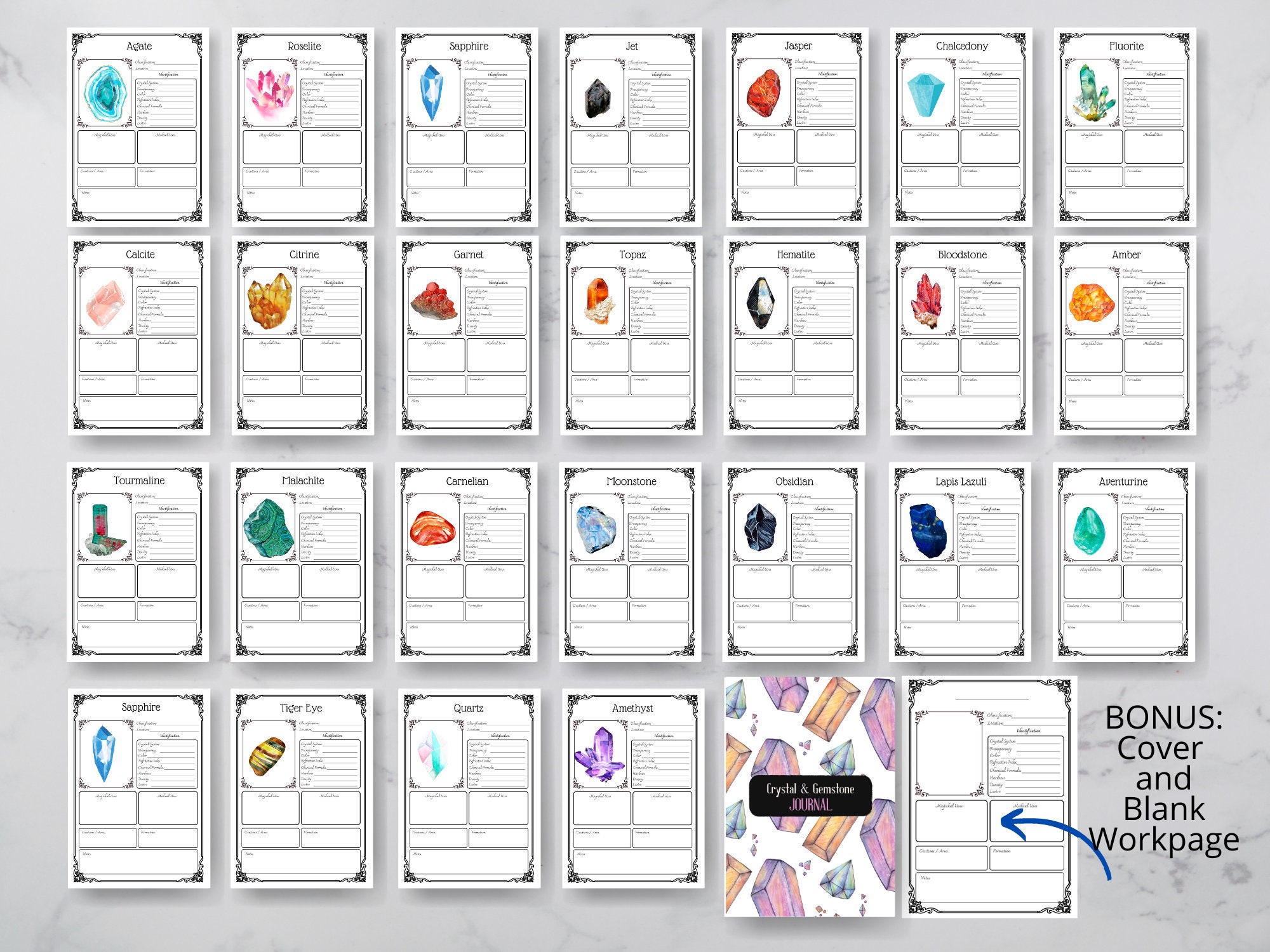 Printable & Fillable Crystal Journal PDF – Gemstone Study and ...