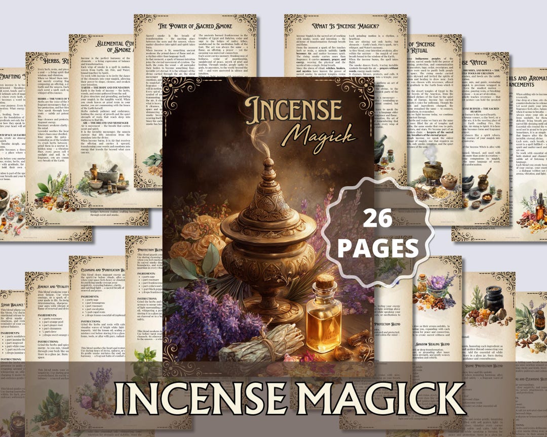 Incense Magick Grimoire Printable • Book of Shadows Pages for Smoke ...