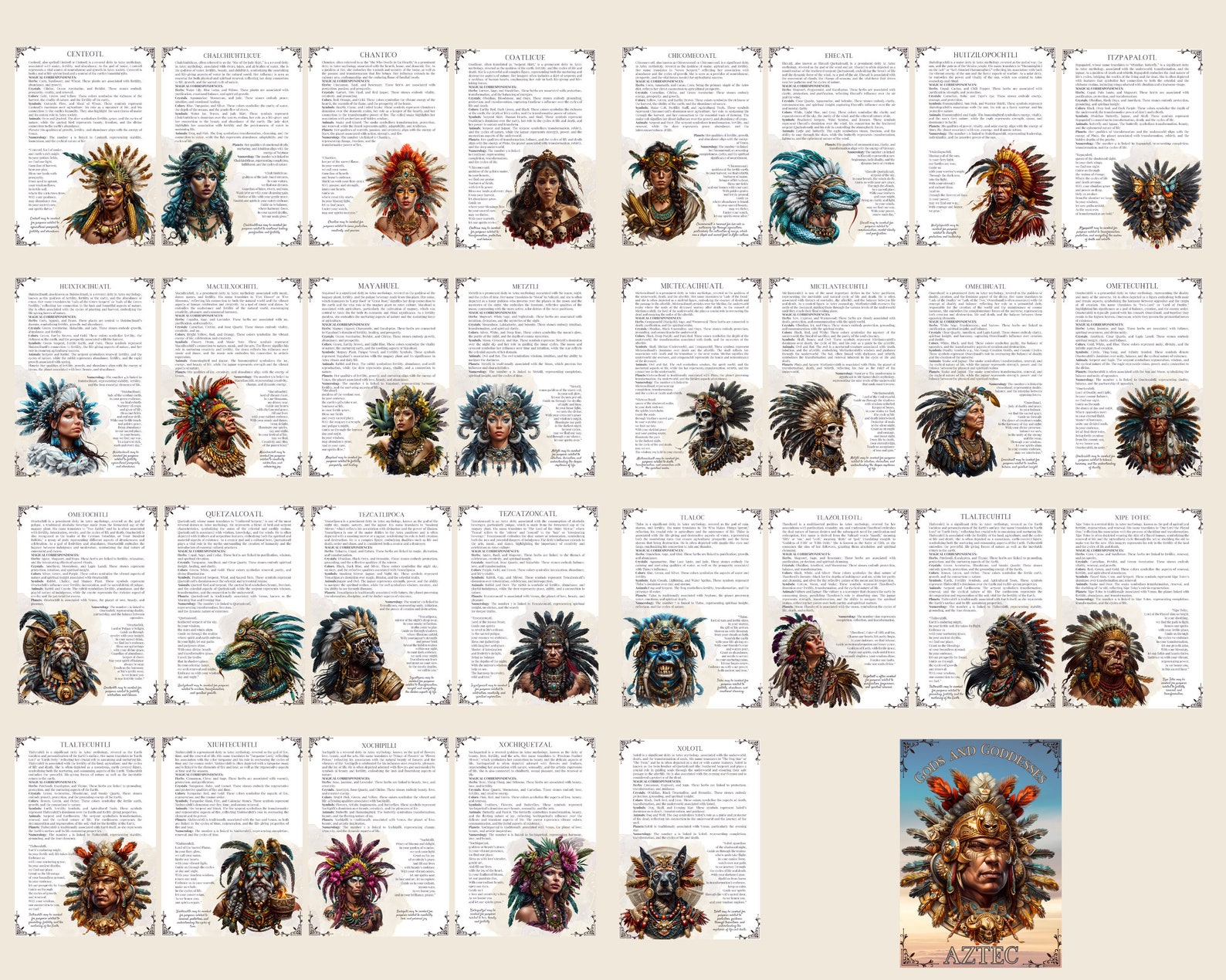 Aztec Gods and Goddesses Grimoire – Ancient Mexican Deity Printable ...