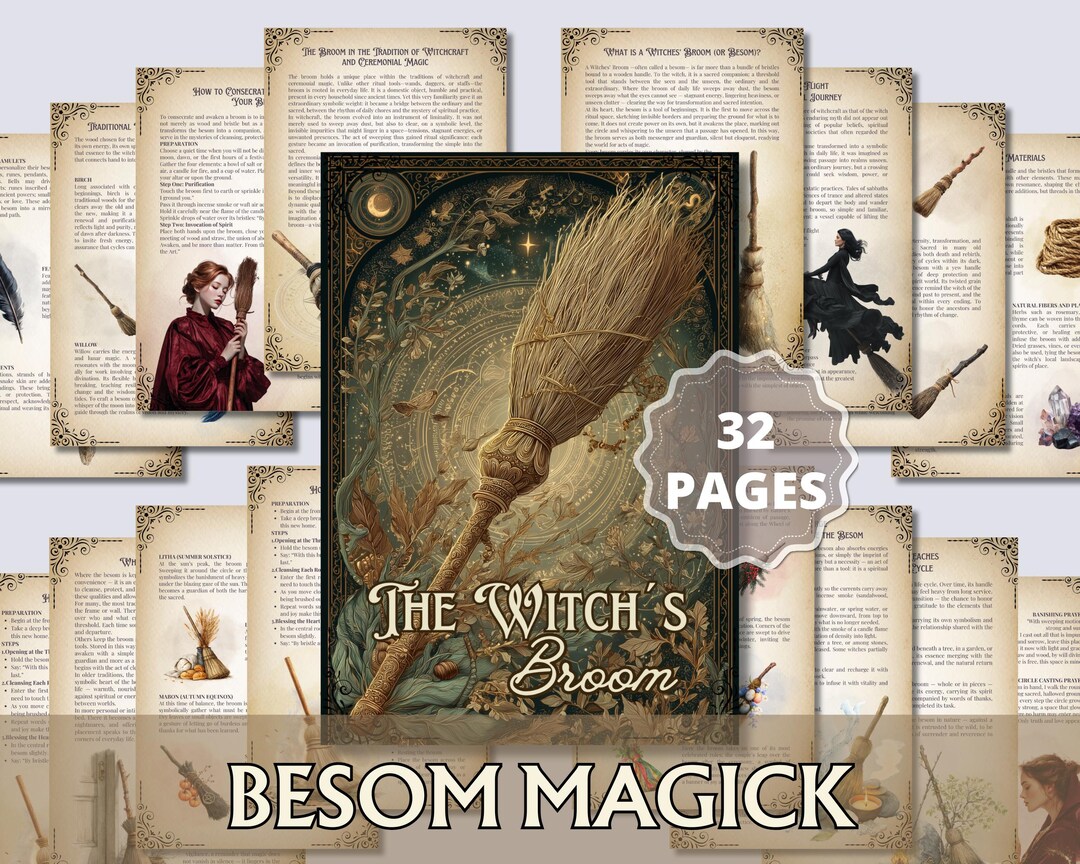 Witch’s Broom (besom) | Printable Grimoire Pages | Book of Shadows PDF ...