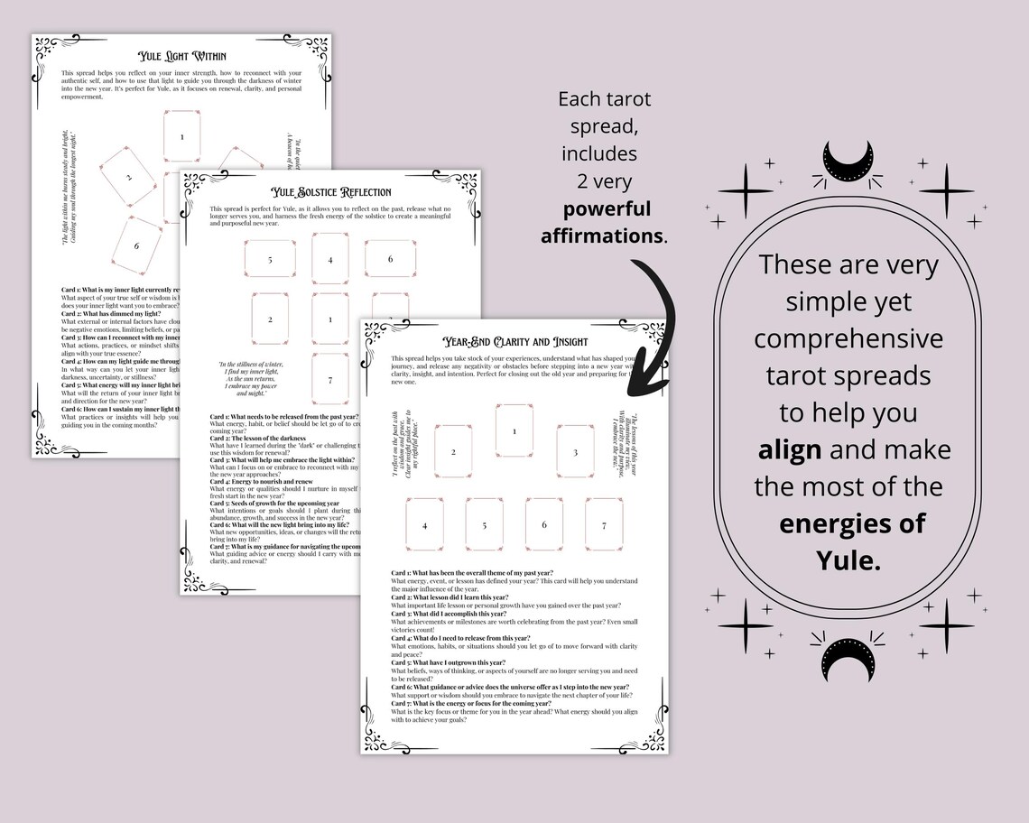 Yule Tarot Spread Journal. 20 Tarot Spreads to Embrace the Energy of ...