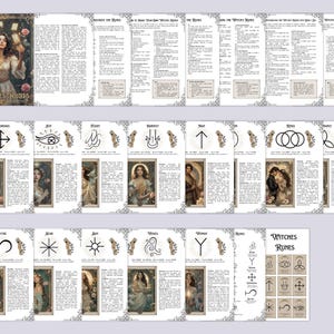 Witches Rune Bundle. Printable Grimoire Pages & Rune Magic Cards ...
