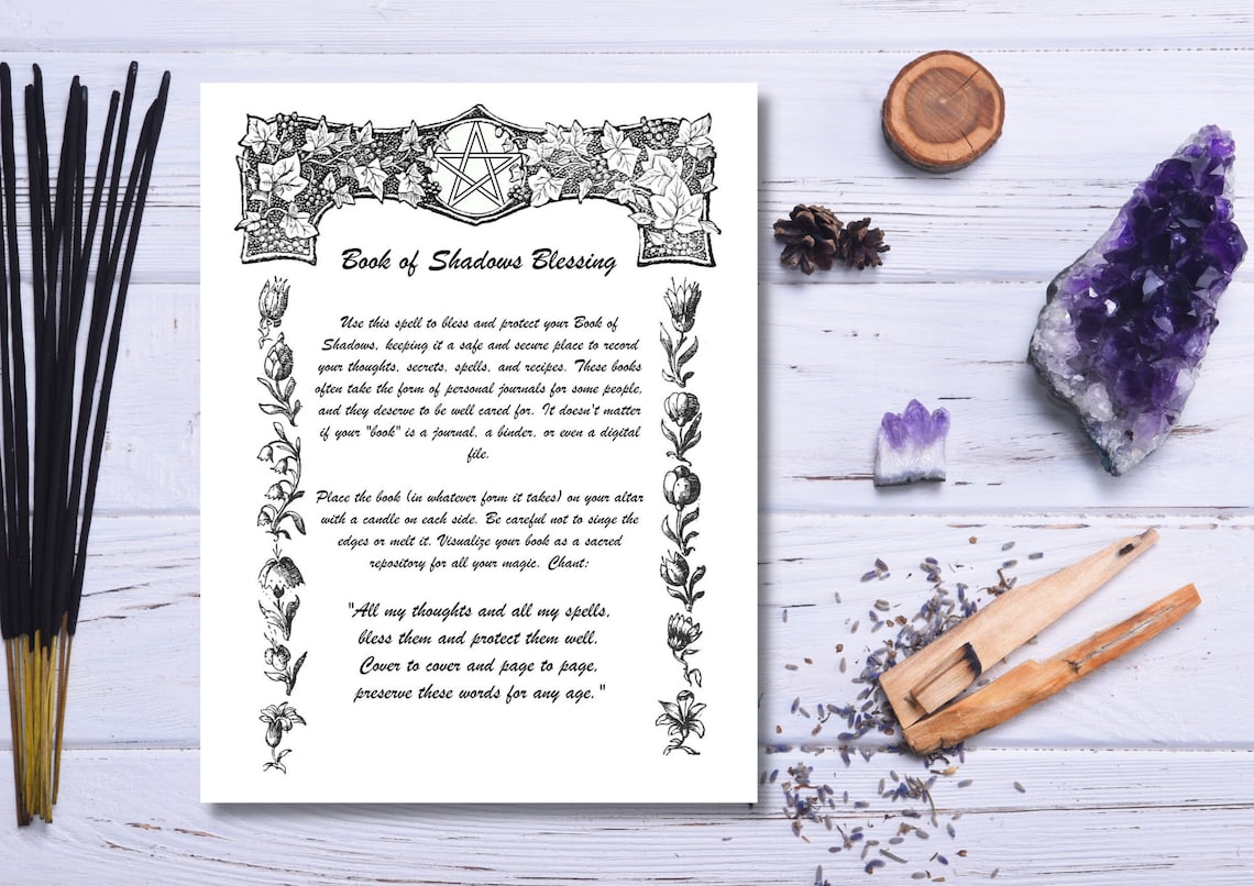 Book of Shadows Blessing Page Grimoire Blessings Page - Etsy Australia