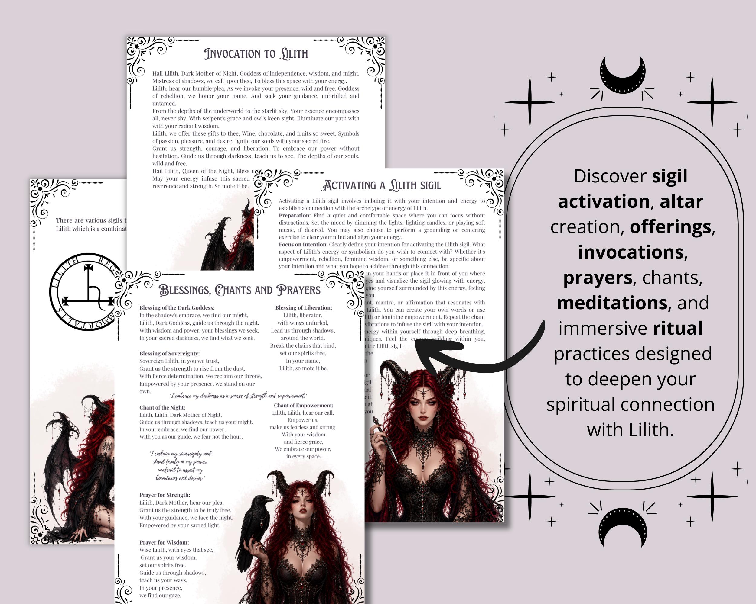 Lilith Dark Feminine Grimoire | Printable Ritual & Devotional Pages - Etsy