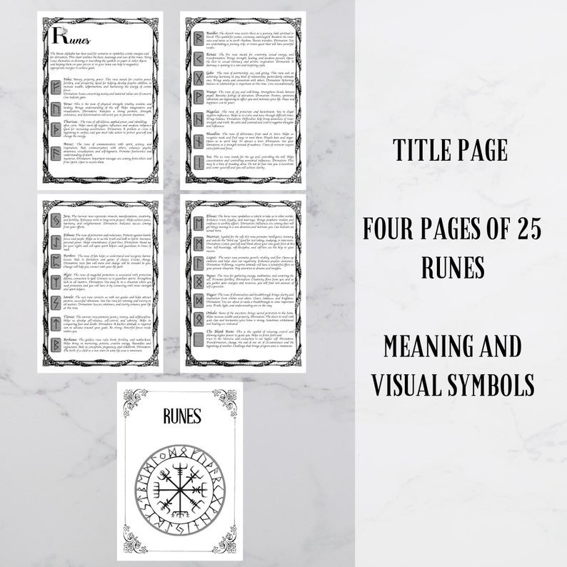 Runes and Rune Stones Cheat Sheet Printable Grimoire Pages - Etsy UK