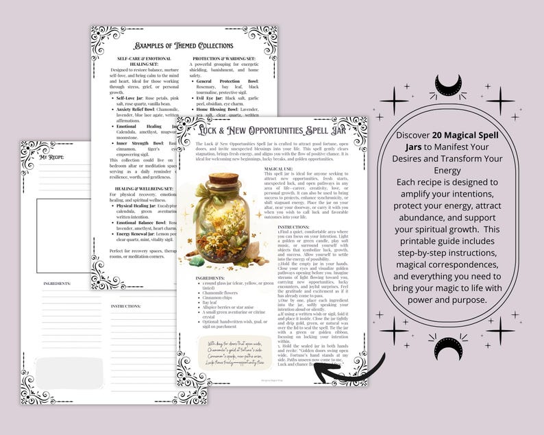 Spell Jar Guide for Witches • Ingredients & Intentions • Printable ...