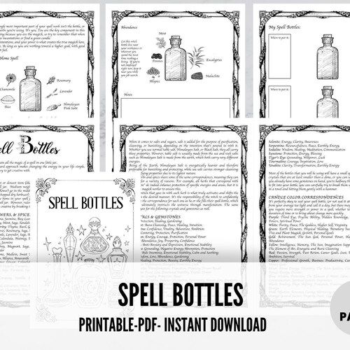 Spell Bottles Witch Bottles Digital Download Workpage - Etsy