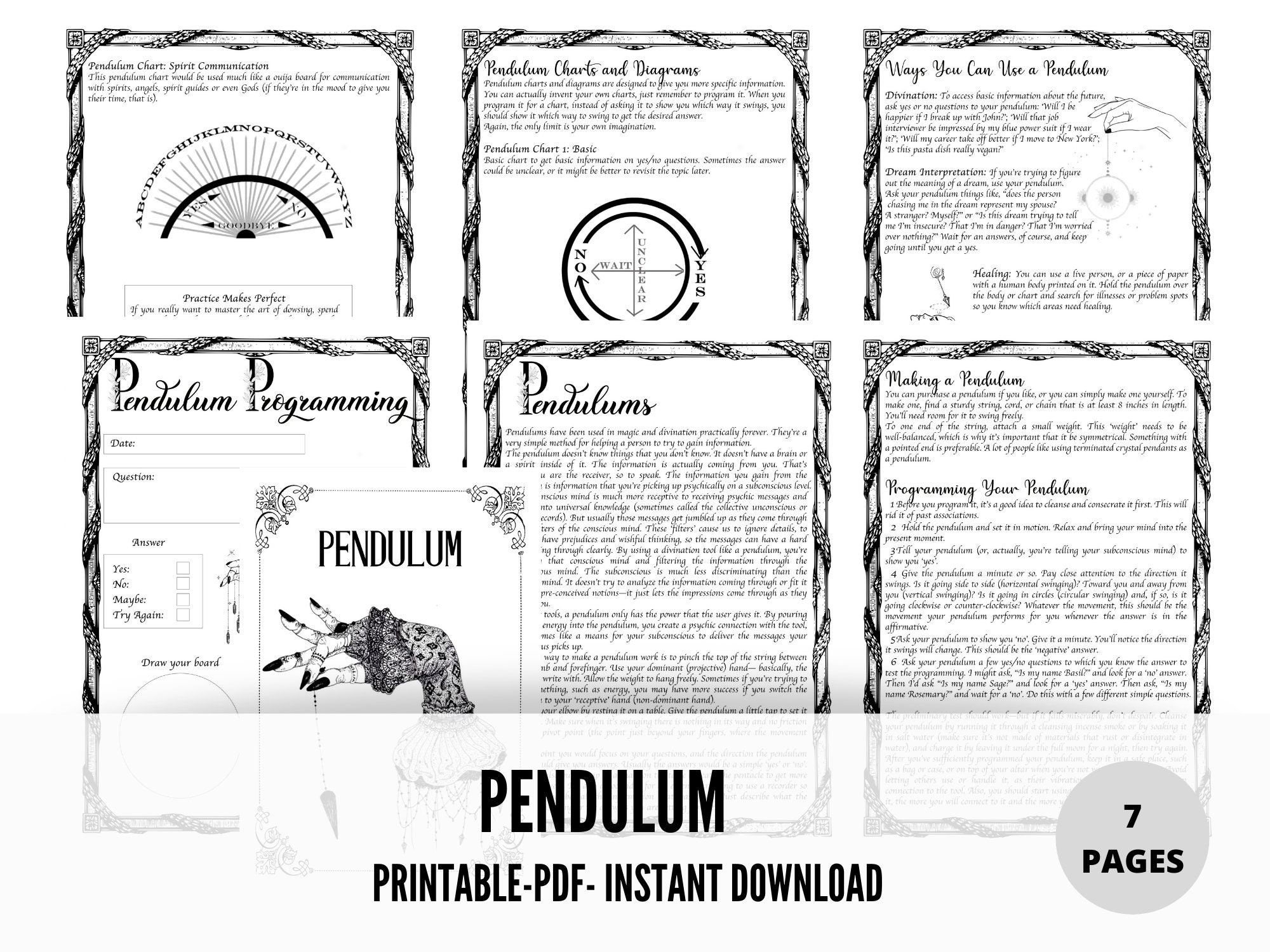 Pendulum Pendulum Chart Pendulum Programming Grimoire Pages - Etsy
