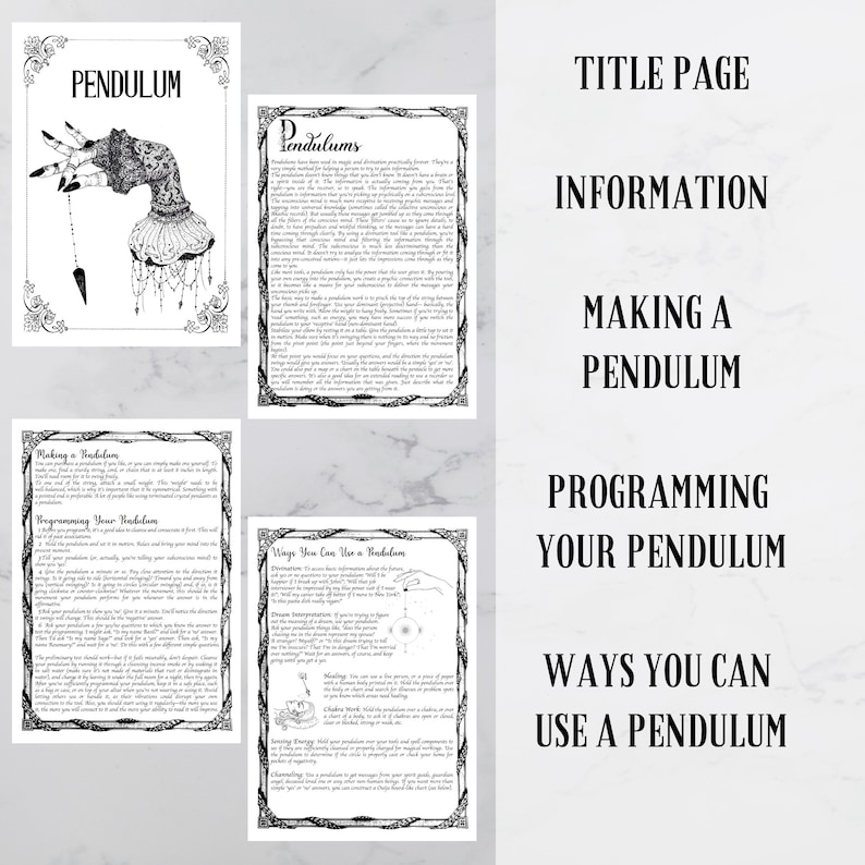 Pendulum Divination Charts: Grimoire Pages (PDF) - Etsy