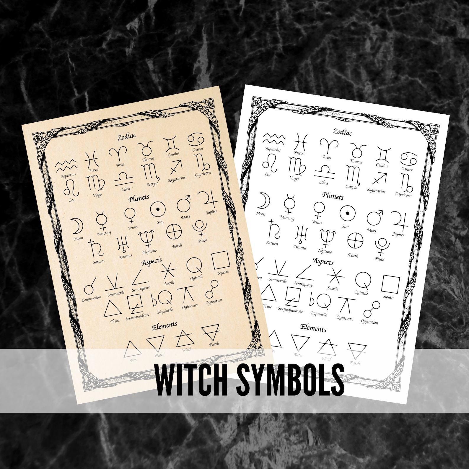 Book of Shadows Printable, Common Symbols Grimoire Pages. BOS Page. - Etsy
