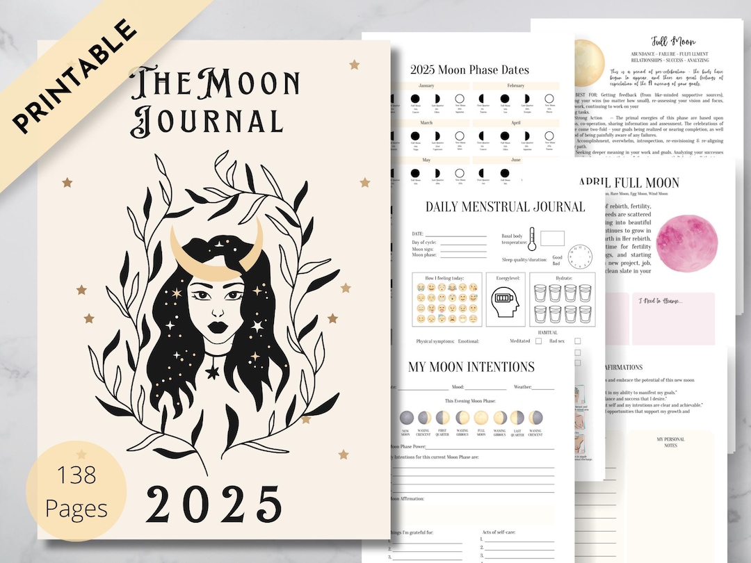 2025 Moon Journal: Lunar Planner, Rituals, Manifestation (printable PDF ...