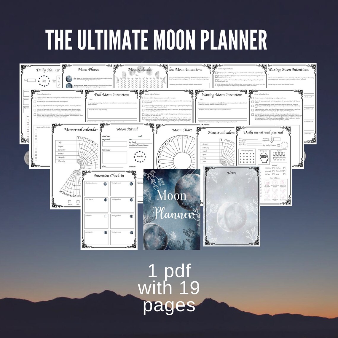 Moon Planner digital download Moon journal | Etsy