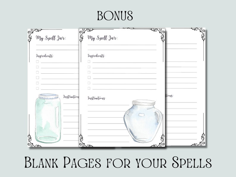 Spell Jar Grimoire Pages: Book of Shadows (instant Download) - Etsy