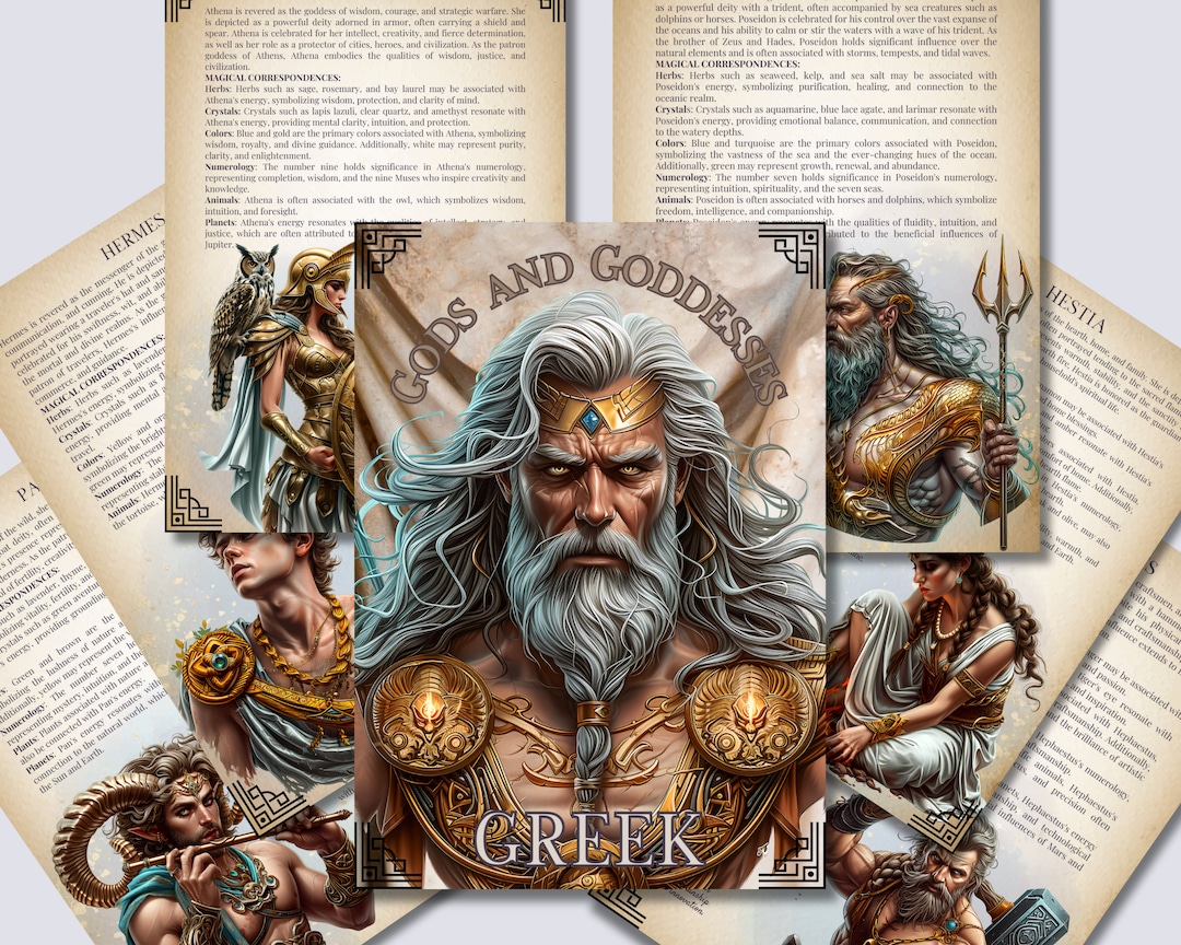Greek GODS AND GODDESSES. Beautiful Pages for Your Grimoire or Book of ...