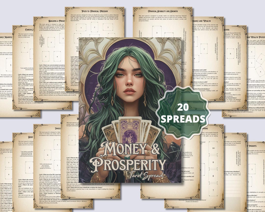 Money & Prosperity Tarot Spreads Journal: Financial Guidance (printable ...