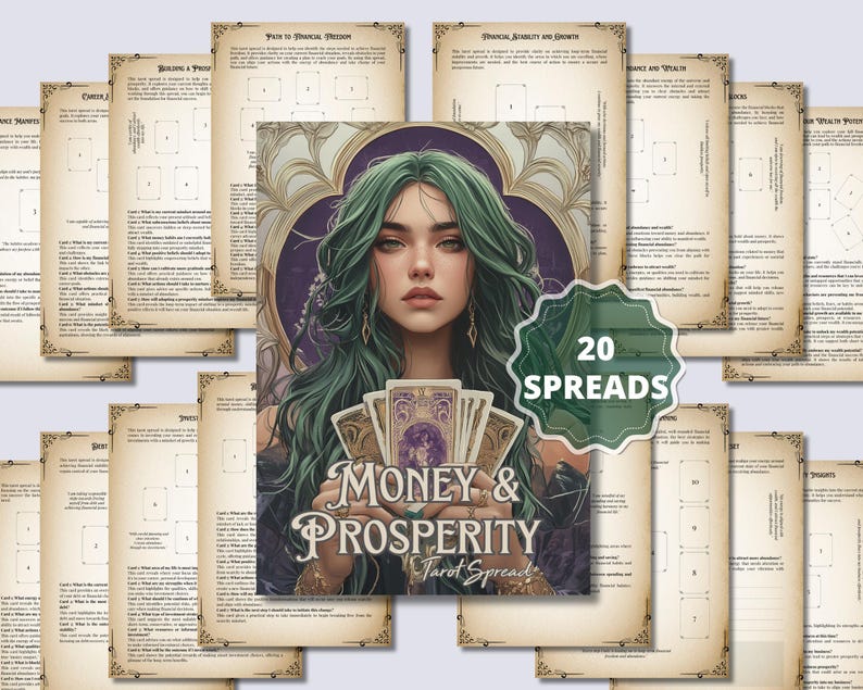 Money & Prosperity Tarot Spreads Journal: Financial Guidance (printable ...
