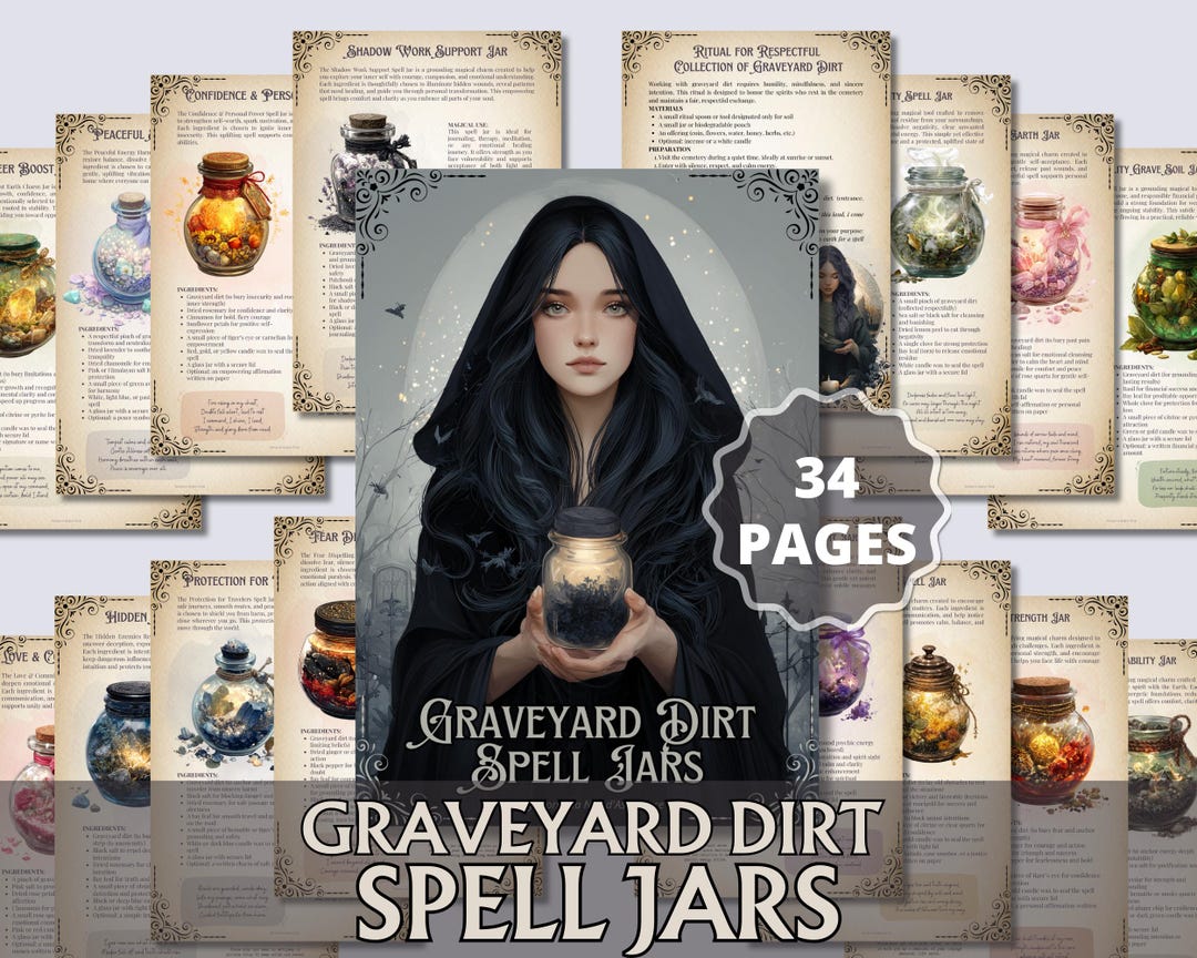Graveyard Dirt Spell Jars | Printable Grimoire Pages | Witchcraft Magic ...