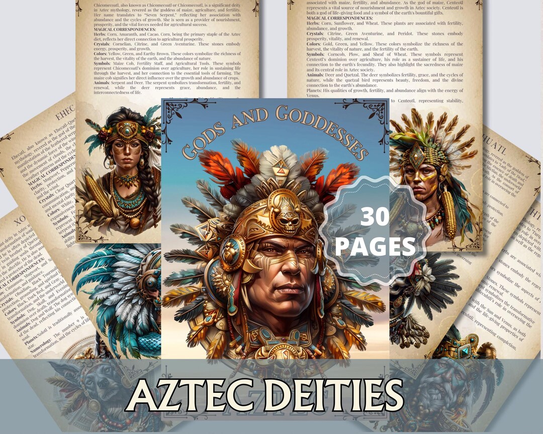 Aztec Gods and Goddesses Grimoire – Ancient Mexican Deity Printable ...