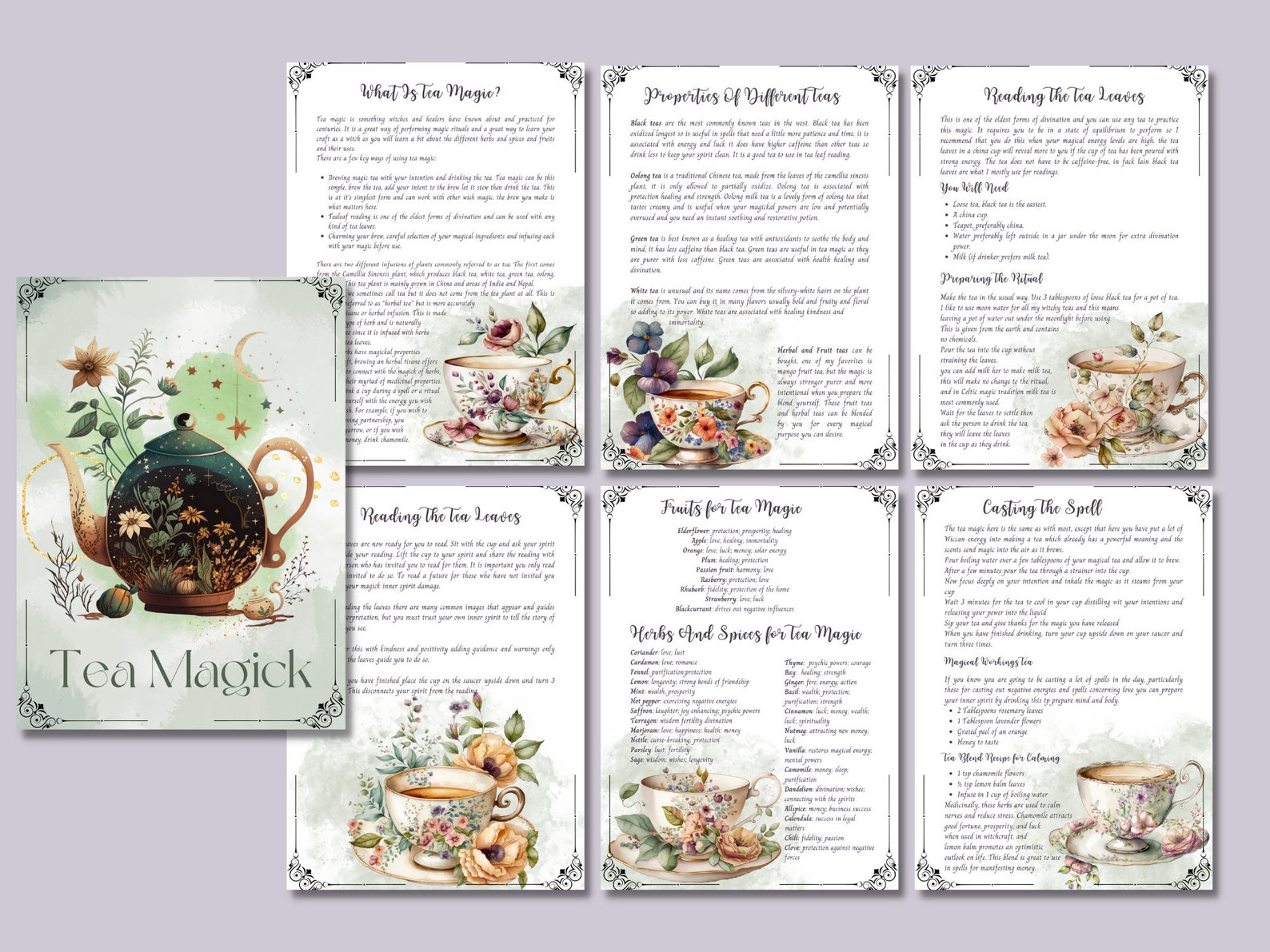 Tea Magick Book of Shadows Pages: Tea Witchcraft Guide (digital ...