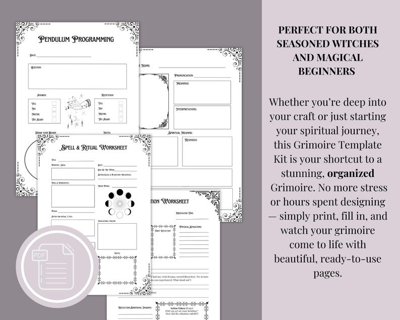 Grimoire Builder Kit – Witchcraft Book of Shadows Templates | Printable ...