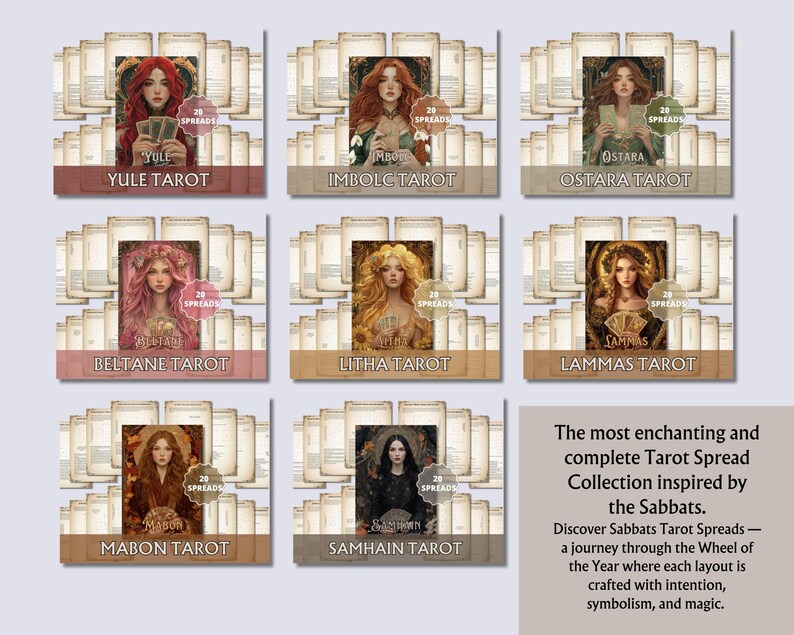 Complete Sabbats Tarot Spread Collection | 8 Wheel of the Year Tarot ...