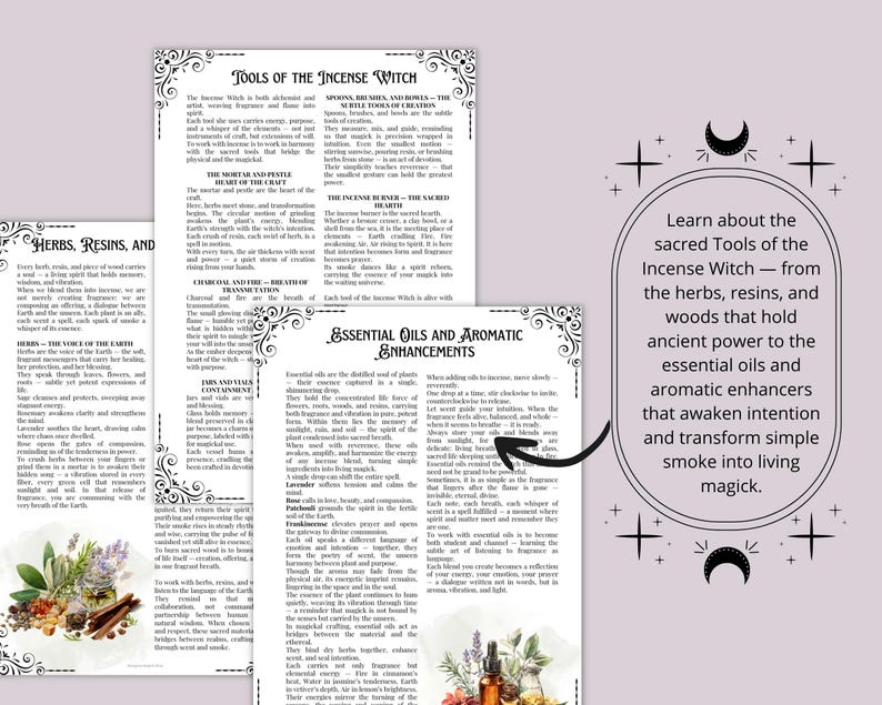 Incense Magick Grimoire Printable • Book of Shadows Pages for Smoke ...