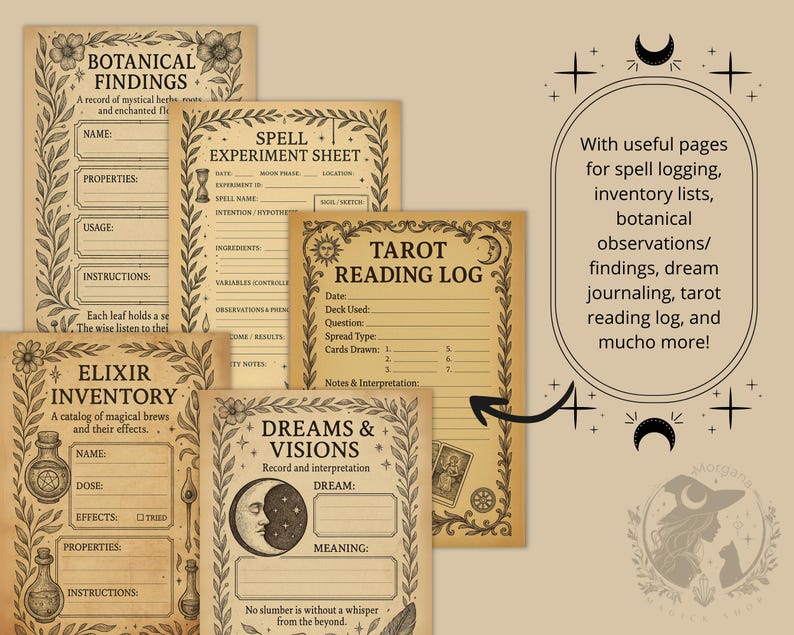 76 Witchcraft Pages: Grimoire Journal Printable - Book of Shadows ...