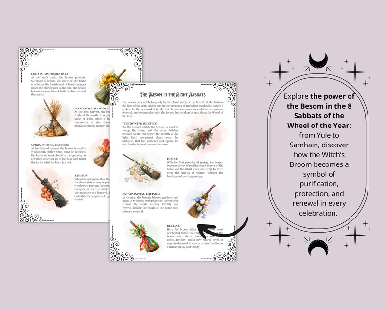 Witch’s Broom (besom) | Printable Grimoire Pages | Book of Shadows PDF ...