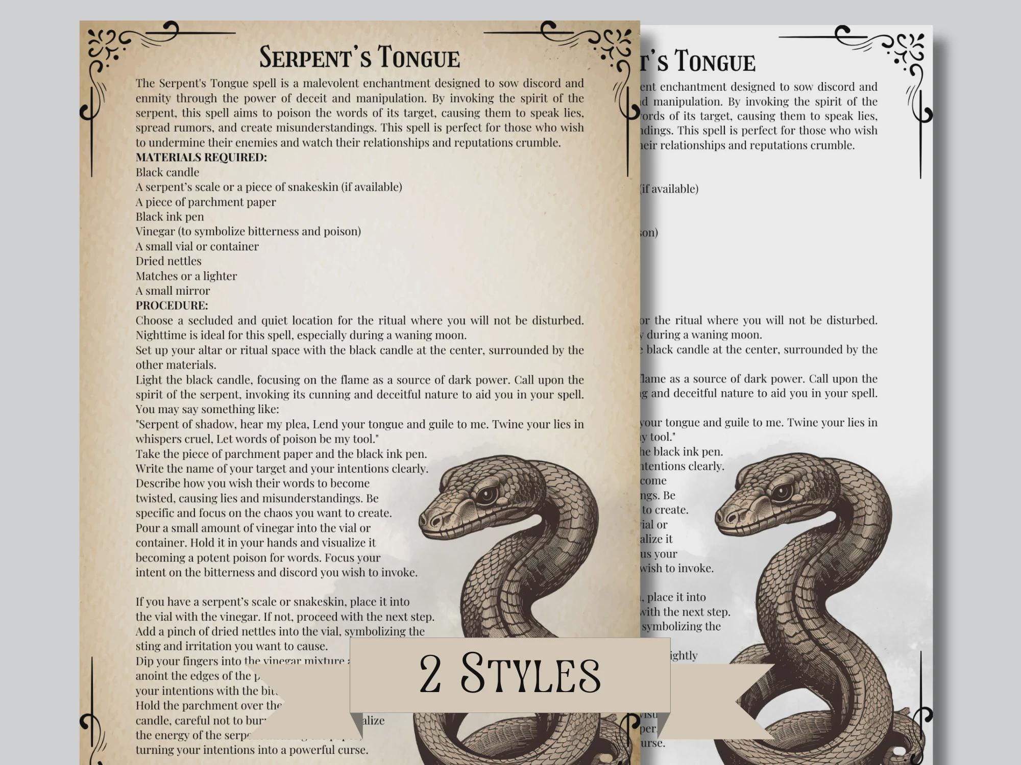 Baneful Spells Grimoire Printable | Dark Magic and Shadow Work ...