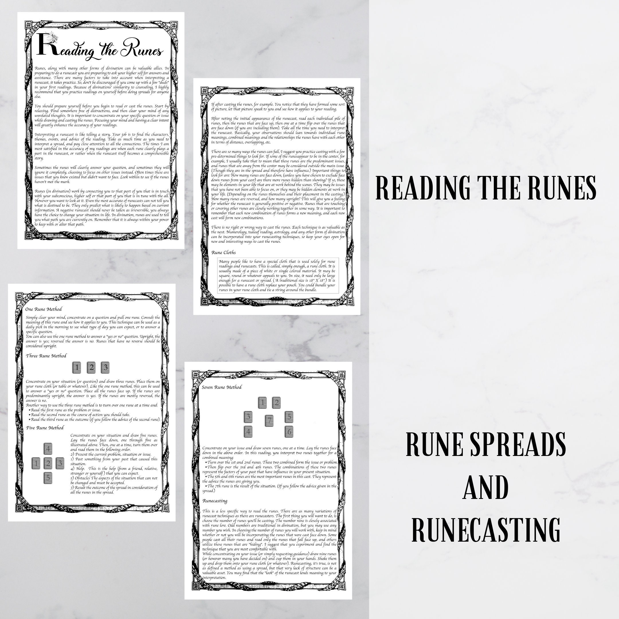 Runes and Rune Stones Cheat Sheet Printable Grimoire Pages | Etsy