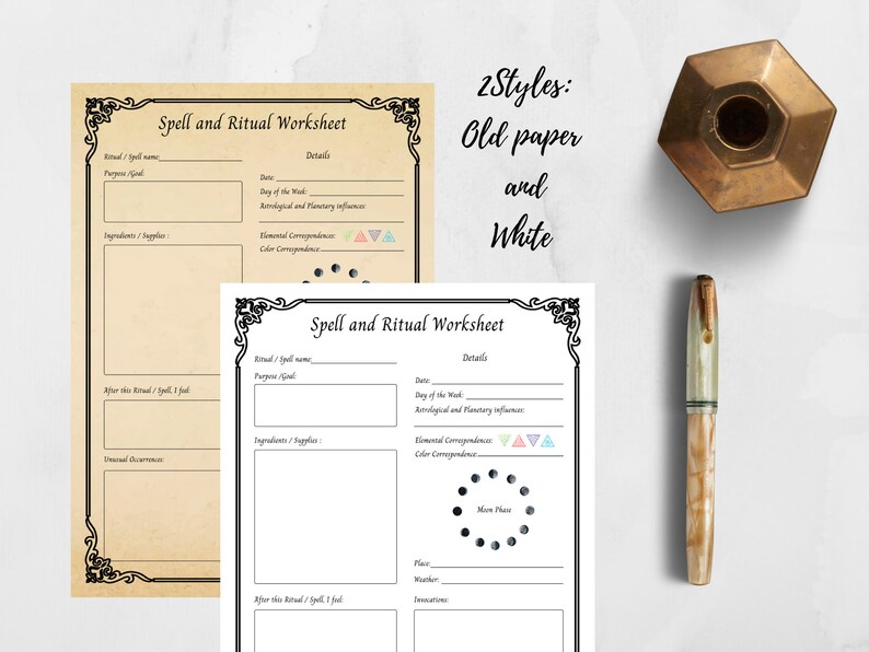 Spell & Ritual Templates: Printable Book of Shadows Worksheet (PDF) - Etsy