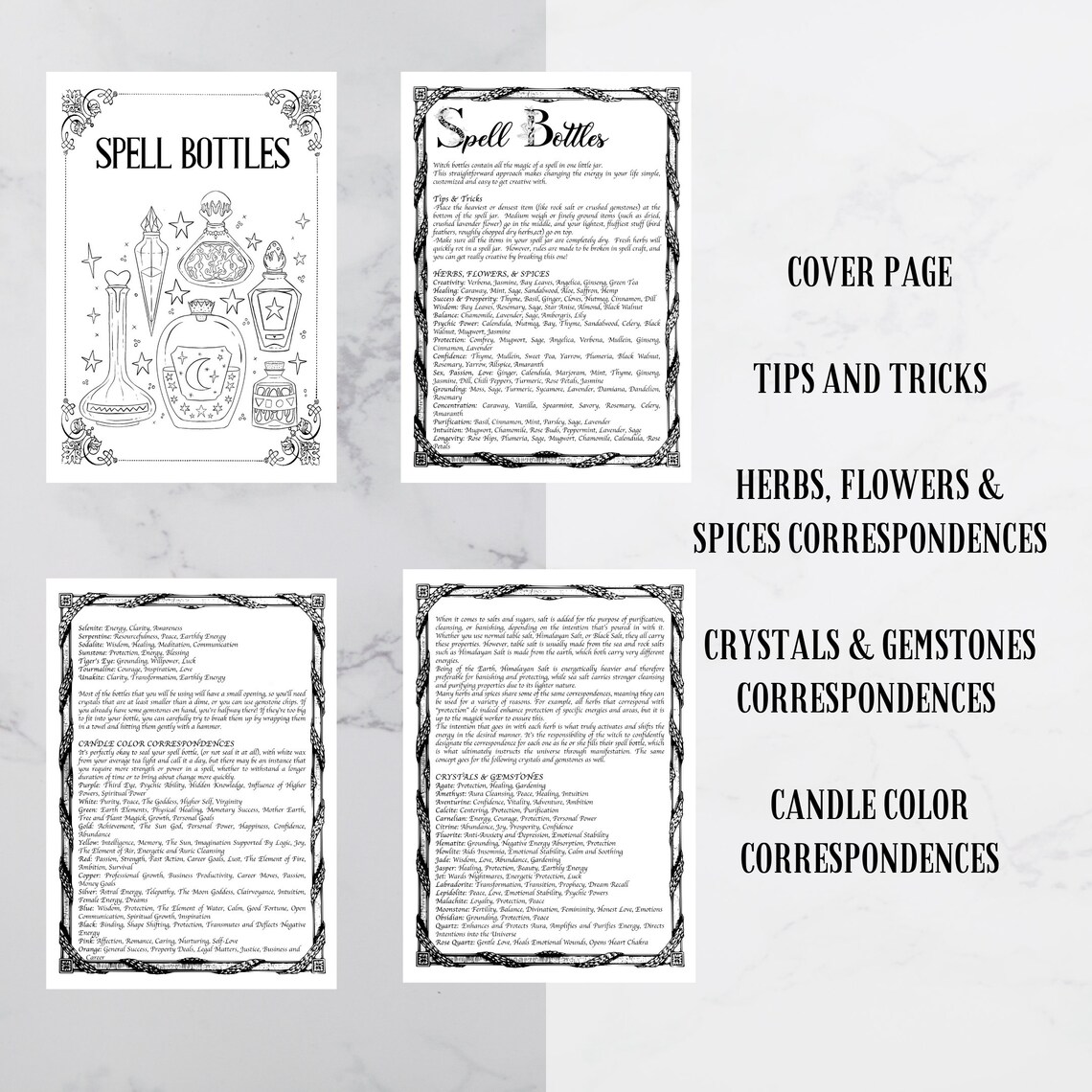 Spell Bottles, Witch Bottles, Digital Download, Workpage - Etsy