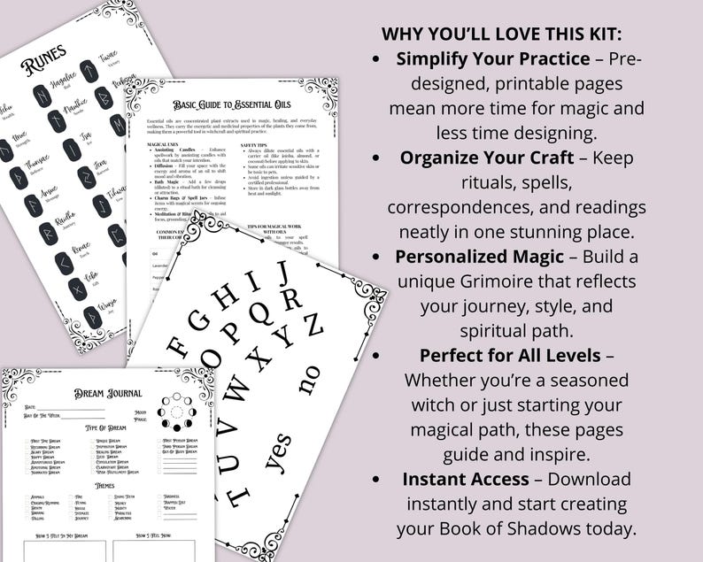 Grimoire Builder Kit | 189 Hyperlinked Book of Shadows Templates, Spell ...