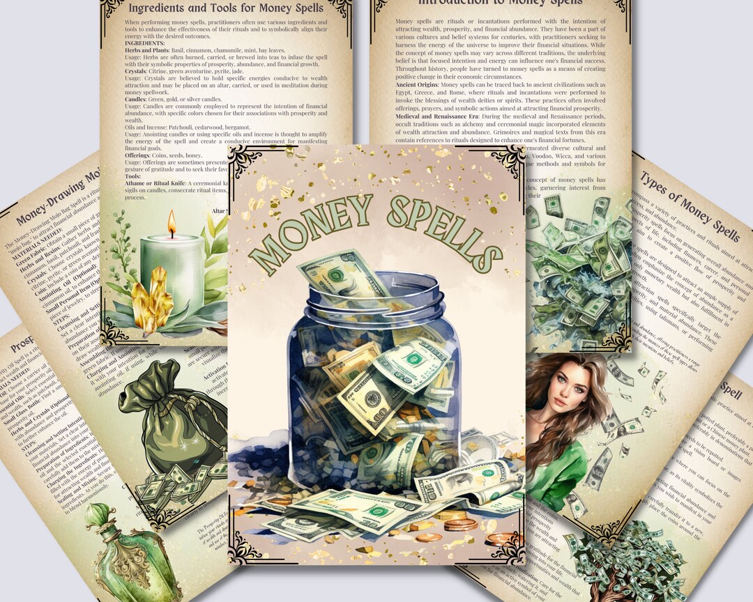 Money Spells. 10 Powerful Rituals. Beautiful Pages for Your Grimoire or ...